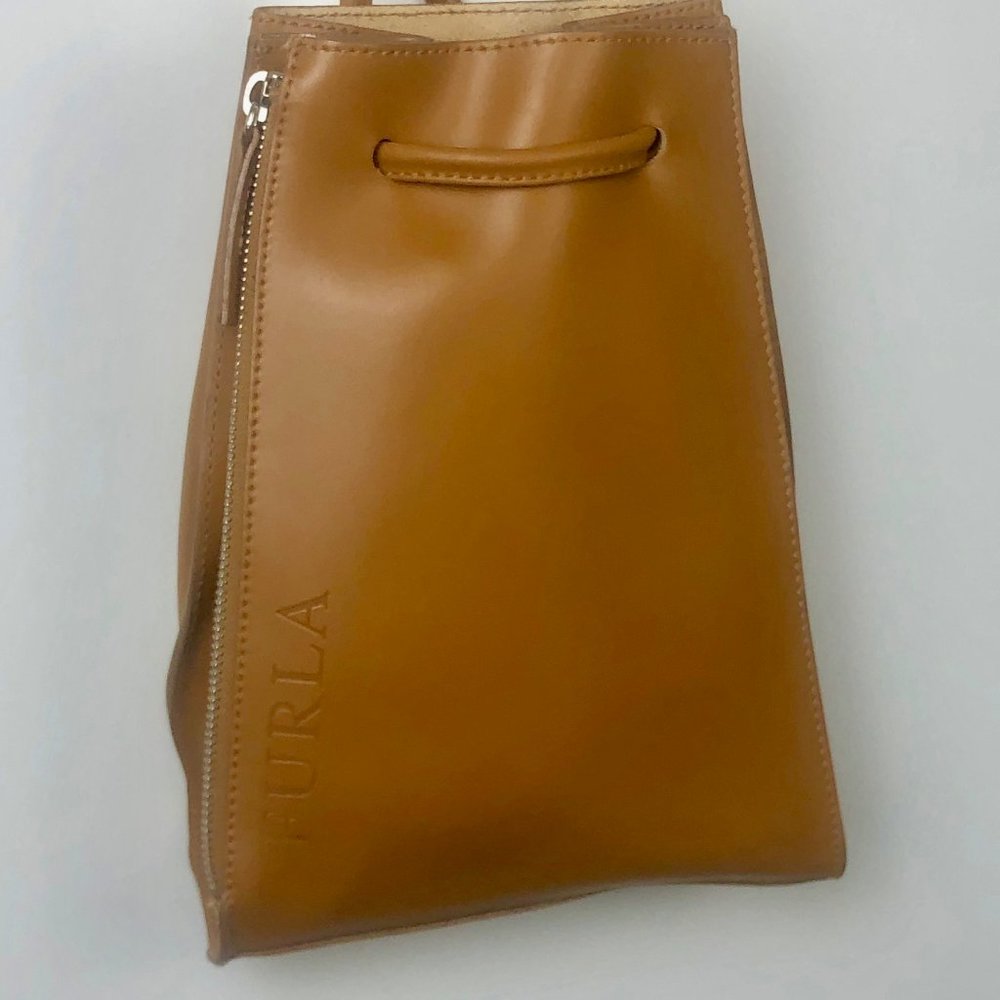 Furla Pouch Style Tan Leather Mini Backpack Made In I… - Gem